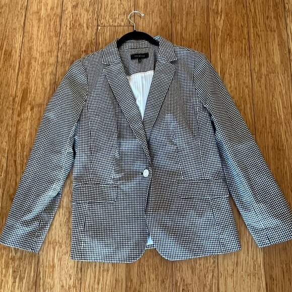 Talbots | Jackets & Coats | Talbots Bw Gingham Blazer Cottonspandex One Button Close Pockets S4 ...